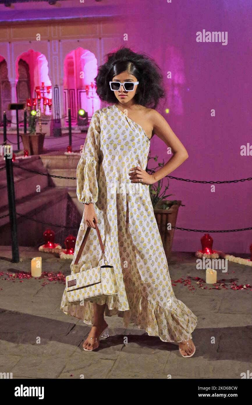 Jaipur: A model display designer handloom collection during the ...