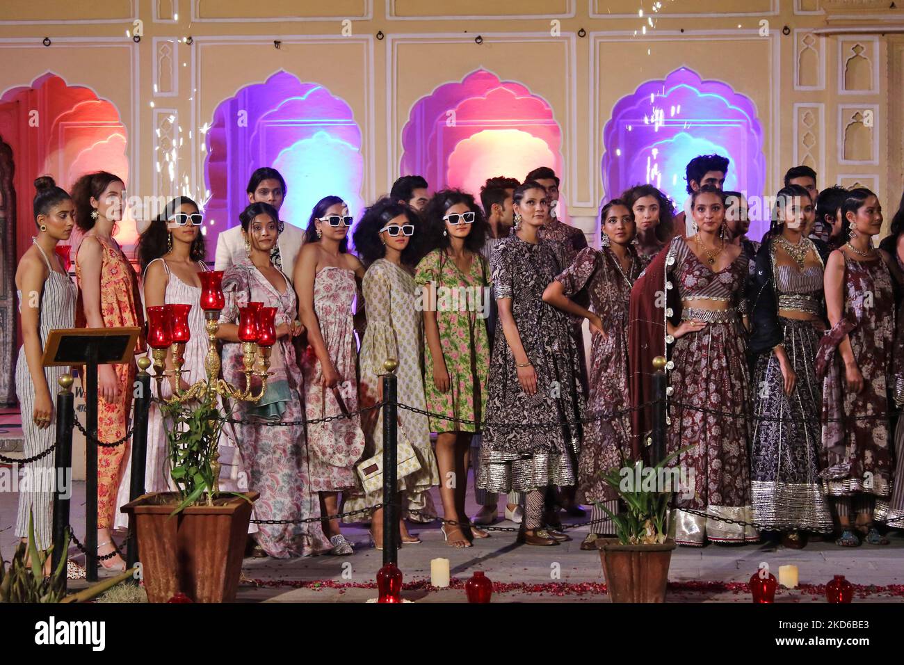 Jaipur: Models pose for photo with IAS CMD of RSHDC Neha Giri display ...