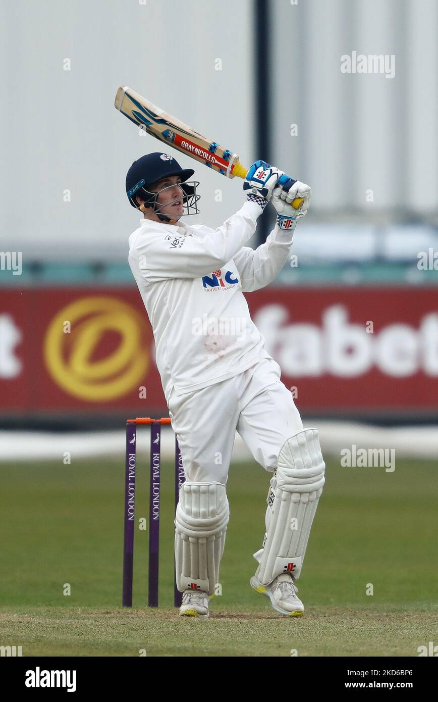 Harry Brook of Yorkshire bats during the Friendly match between Durham ...