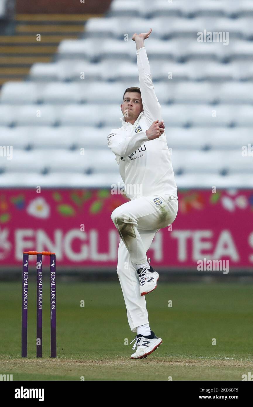George Drissell of Durham bowls during the Friendly match between ...