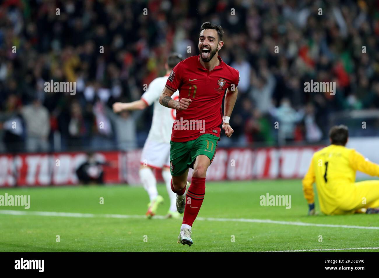 Portugal's midfielder Bruno Fernandes celebrates after scoring a goal ...