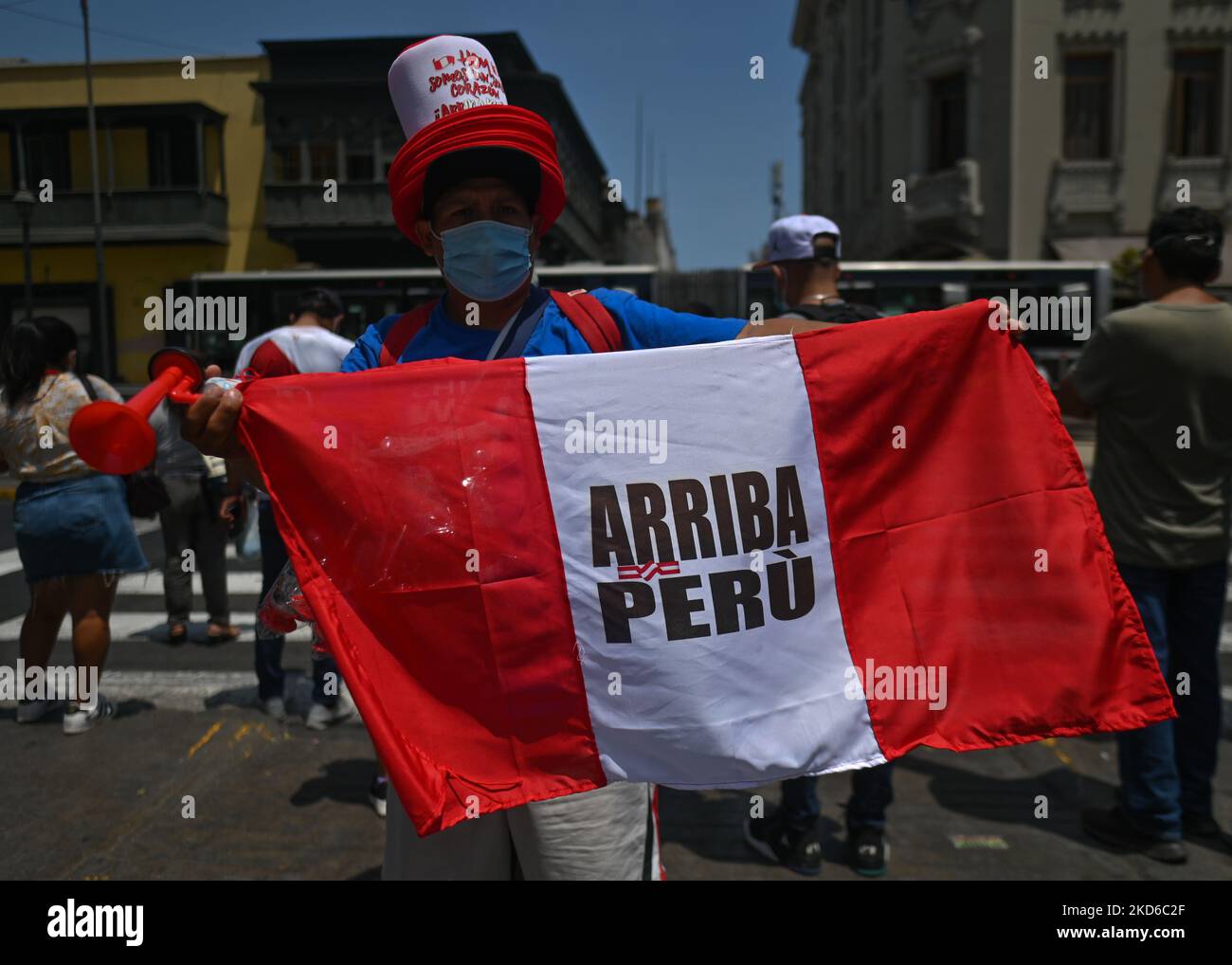 Peruvian team supporter seen before Qatar 2022 Peru vs Paraguay ...