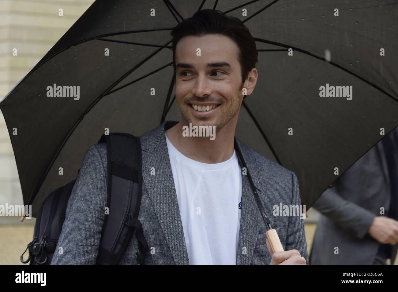 Johan Clarey Skier arrives at Elysee Palace for the ceremony in Honor ...
