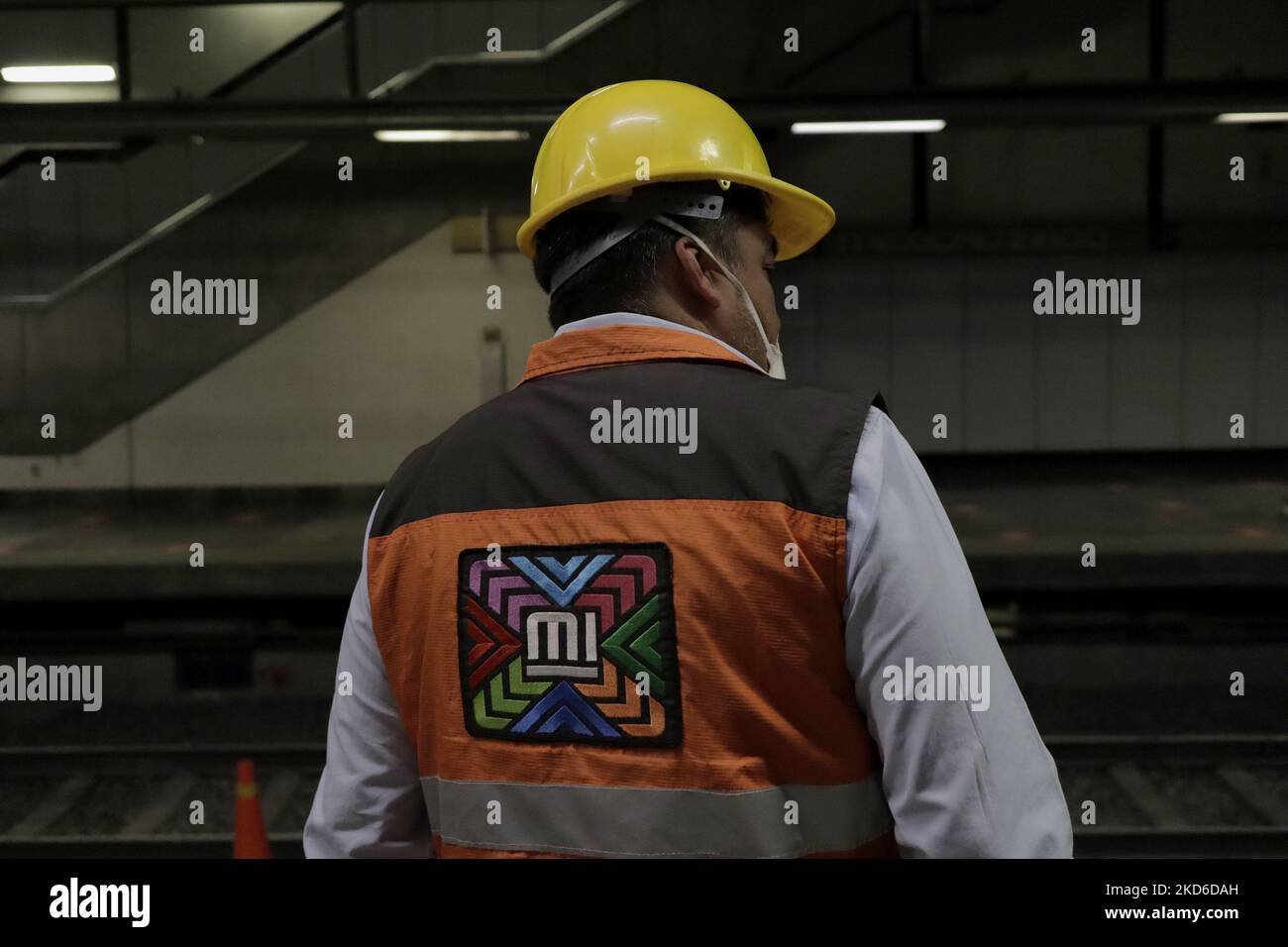A worker of the Mexico City Metro Collective Transport System, during ...