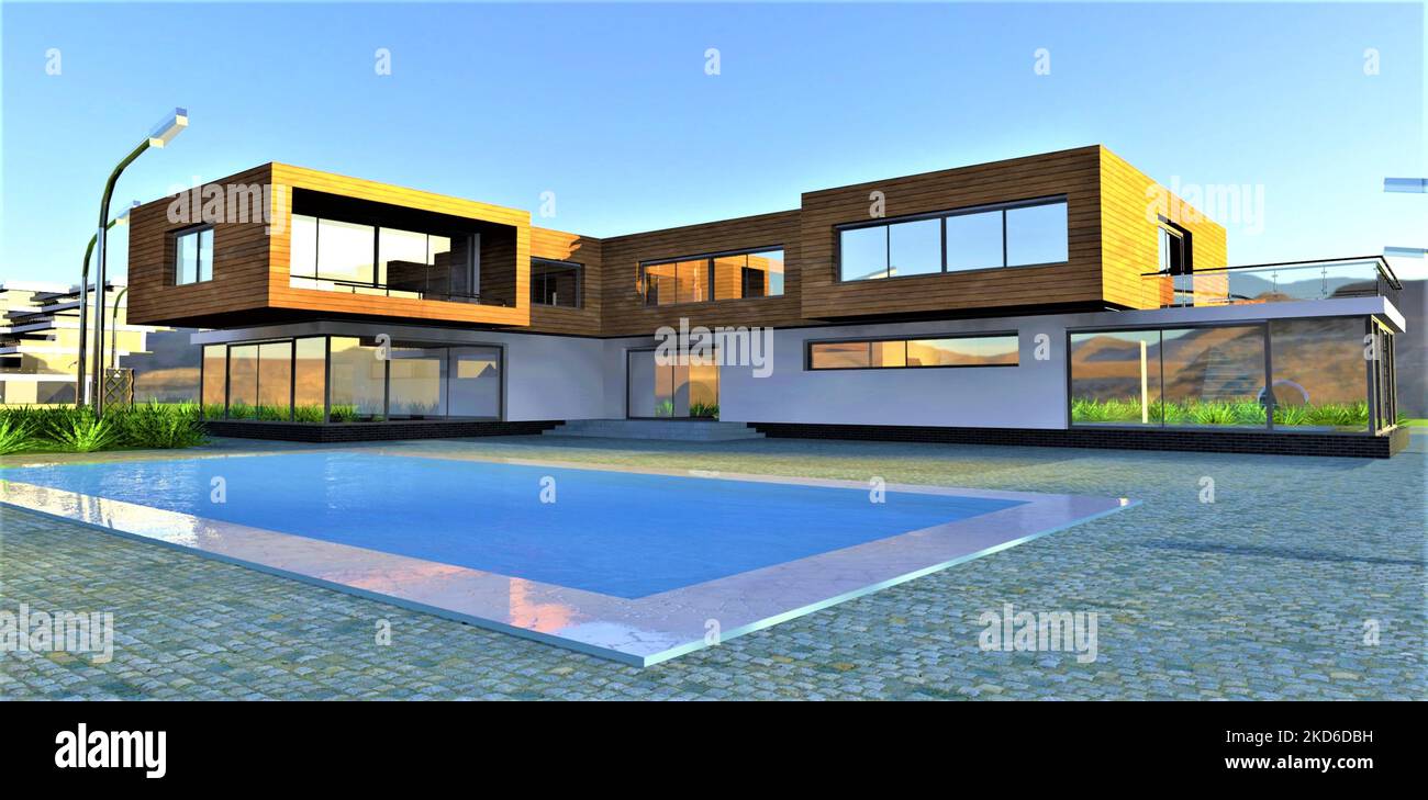 Natural granite cobbled deck around a stylish pool of rejuvenating ...