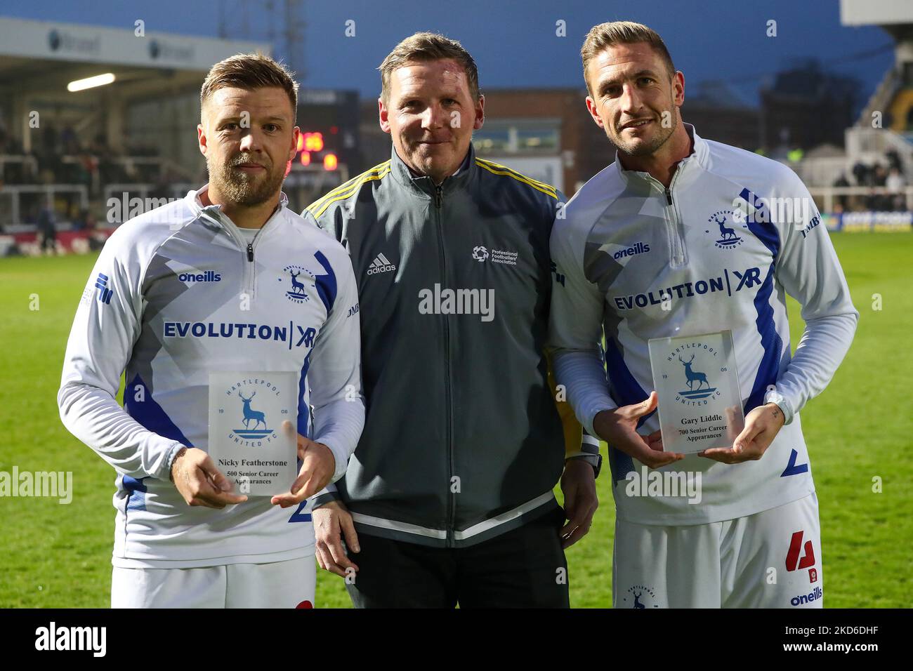 Former Hartlepool United player and PFA Chairman Richie Humphreys (C ...