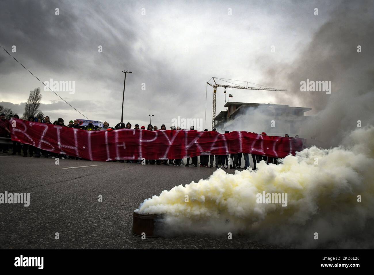 Supporters of CSKA Sofia block Sofia Ring Road during protest against ...