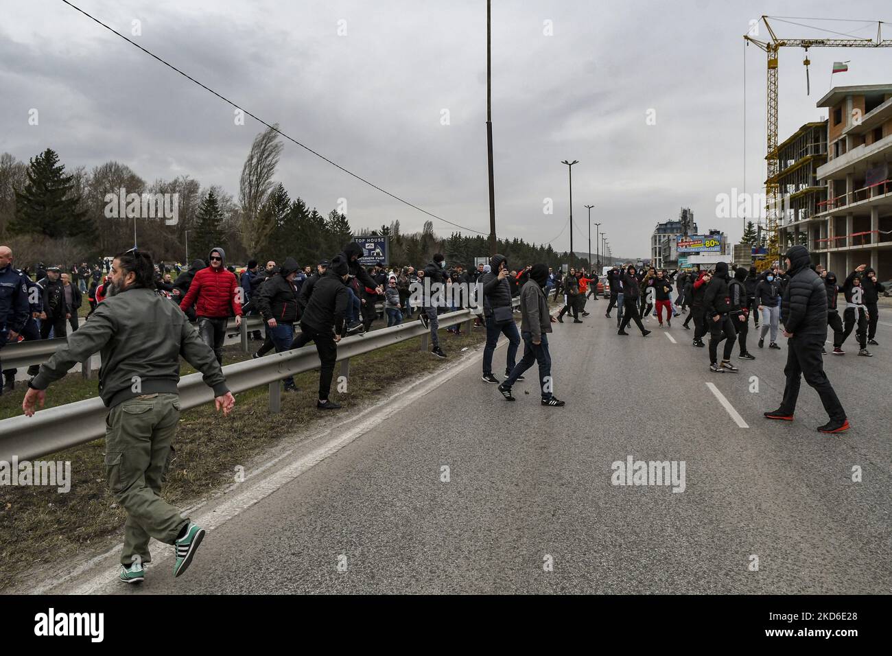 Supporters of CSKA Sofia block Sofia Ring Road during protest against ...