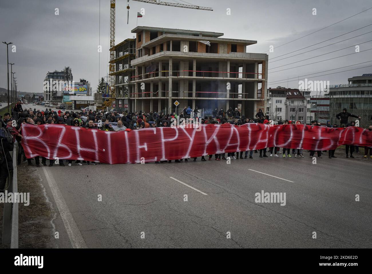 Supporters of CSKA Sofia block Sofia Ring Road during protest against ...