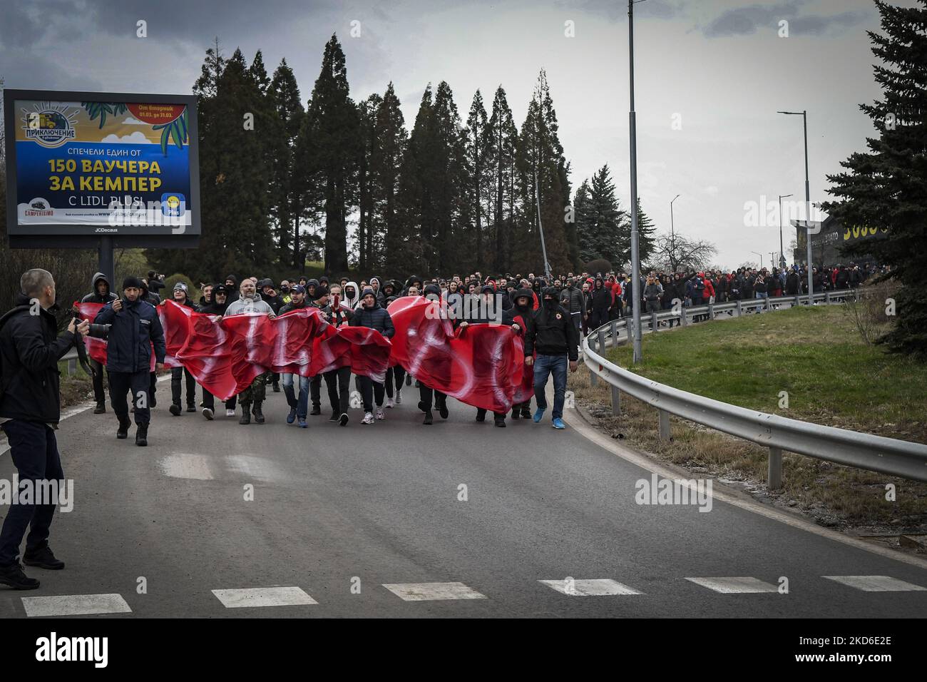 Supporters of CSKA Sofia block Sofia Ring Road during protest against ...