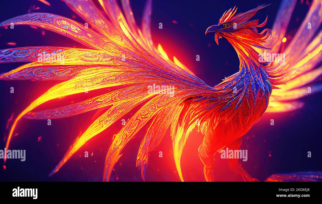 The beautiful phoenix with bright glowing plumage Stock Photo - Alamy