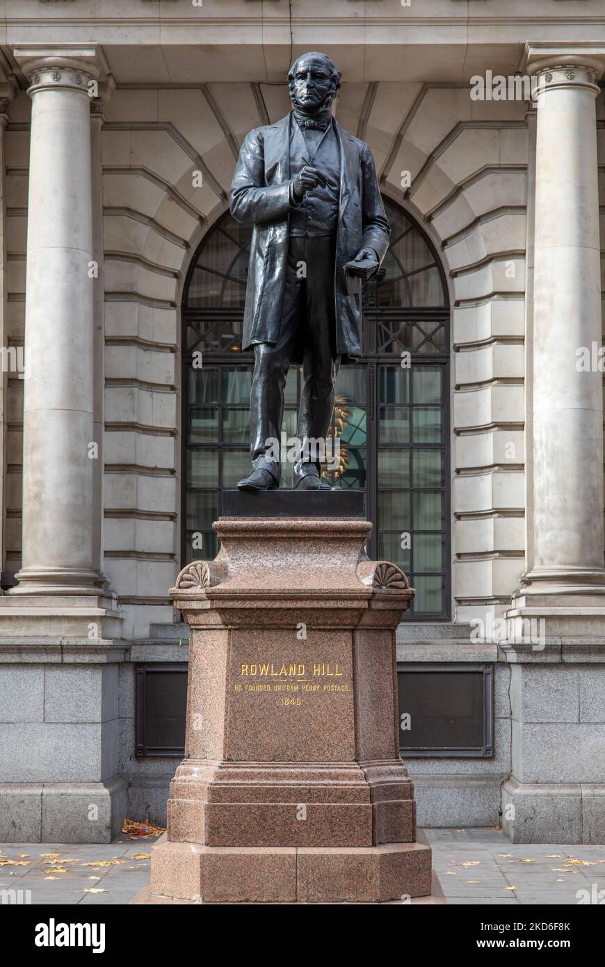 The statue of Sir Rowland Hill on a pedestal outside the former King ...