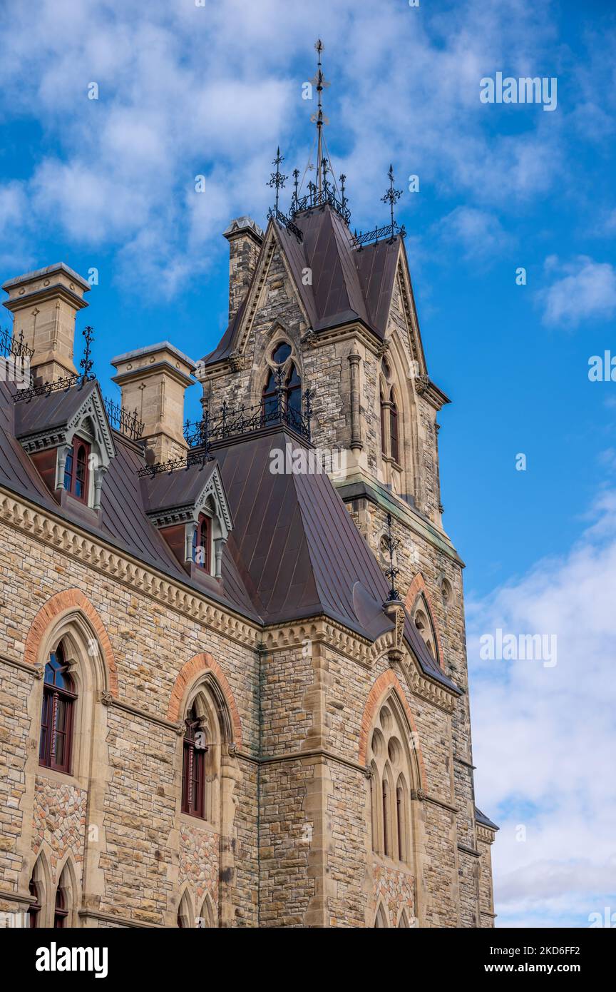 Ottawa, Ontario - October 20, 2022: Tower of the West Block on Canada's ...