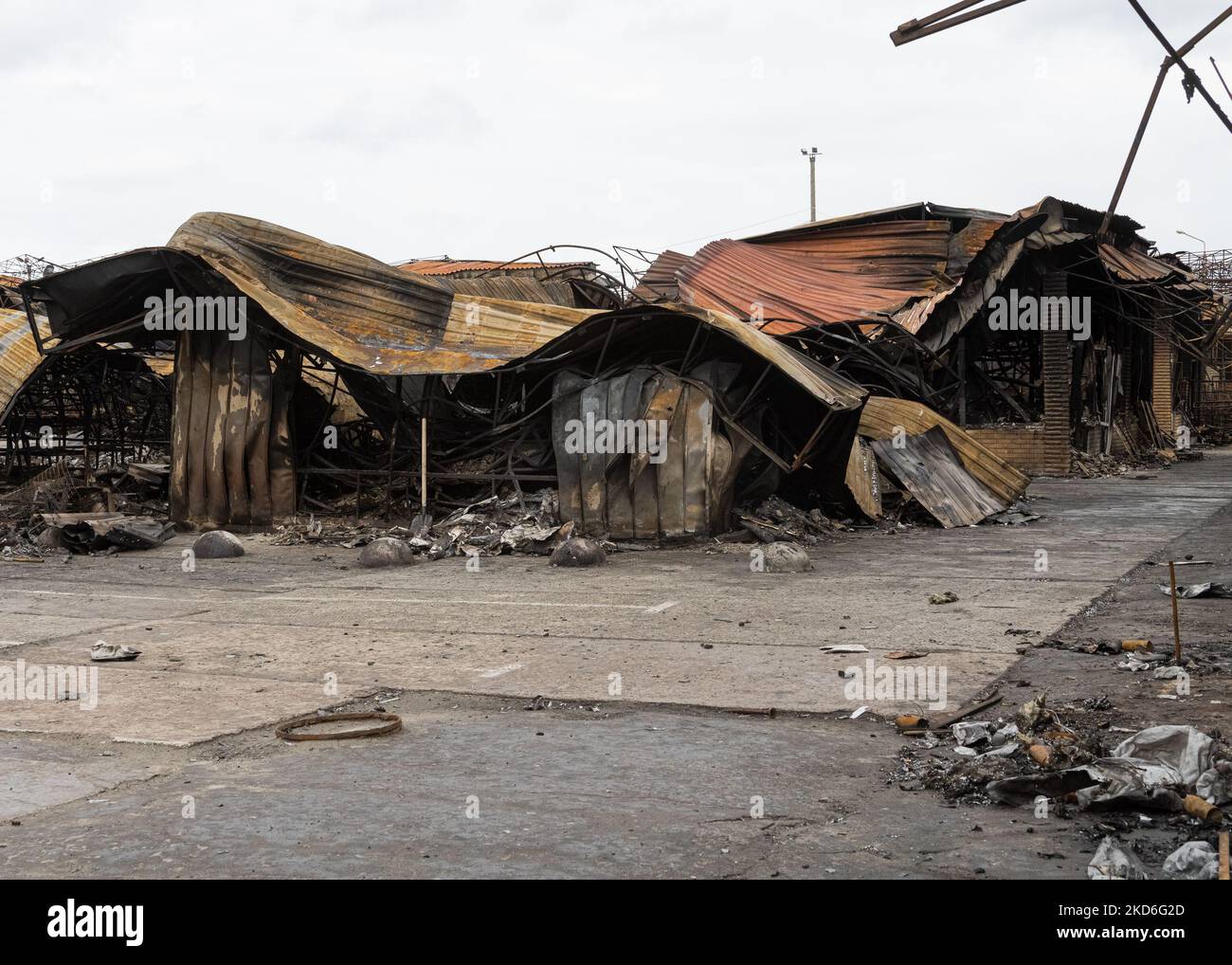 The remnants of Barabashovo Market, which was destroyed in a fire ...