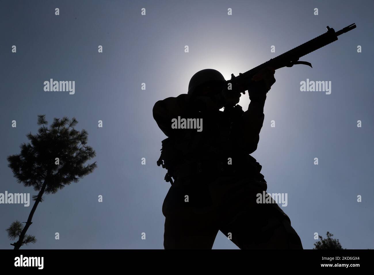 An Indian Army Soldier takes position at a Forward Post at LoC Line Of ...