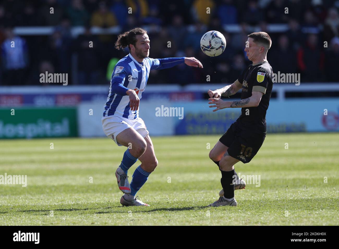 Hartlepool United's Jamie Sterry and Salford City's Ashley Hunter ...
