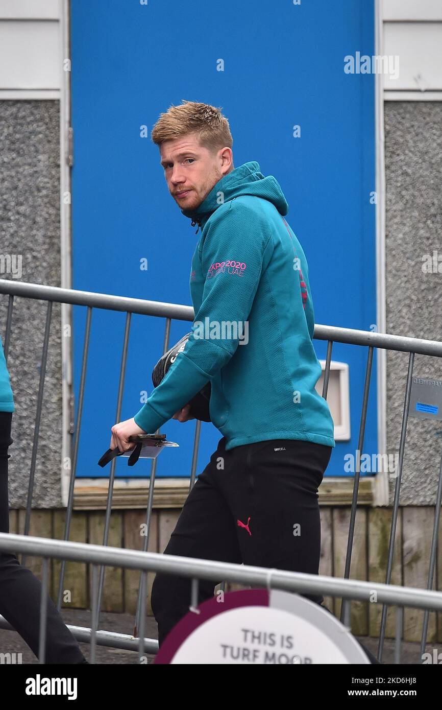 Kevin De Bruyne of Manchester City arrives before the Premier League match between Burnley and ...