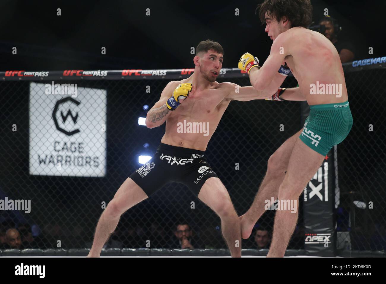 Jack Eglin punches Luke Riley during the Cage Warriors 136 event at the ...
