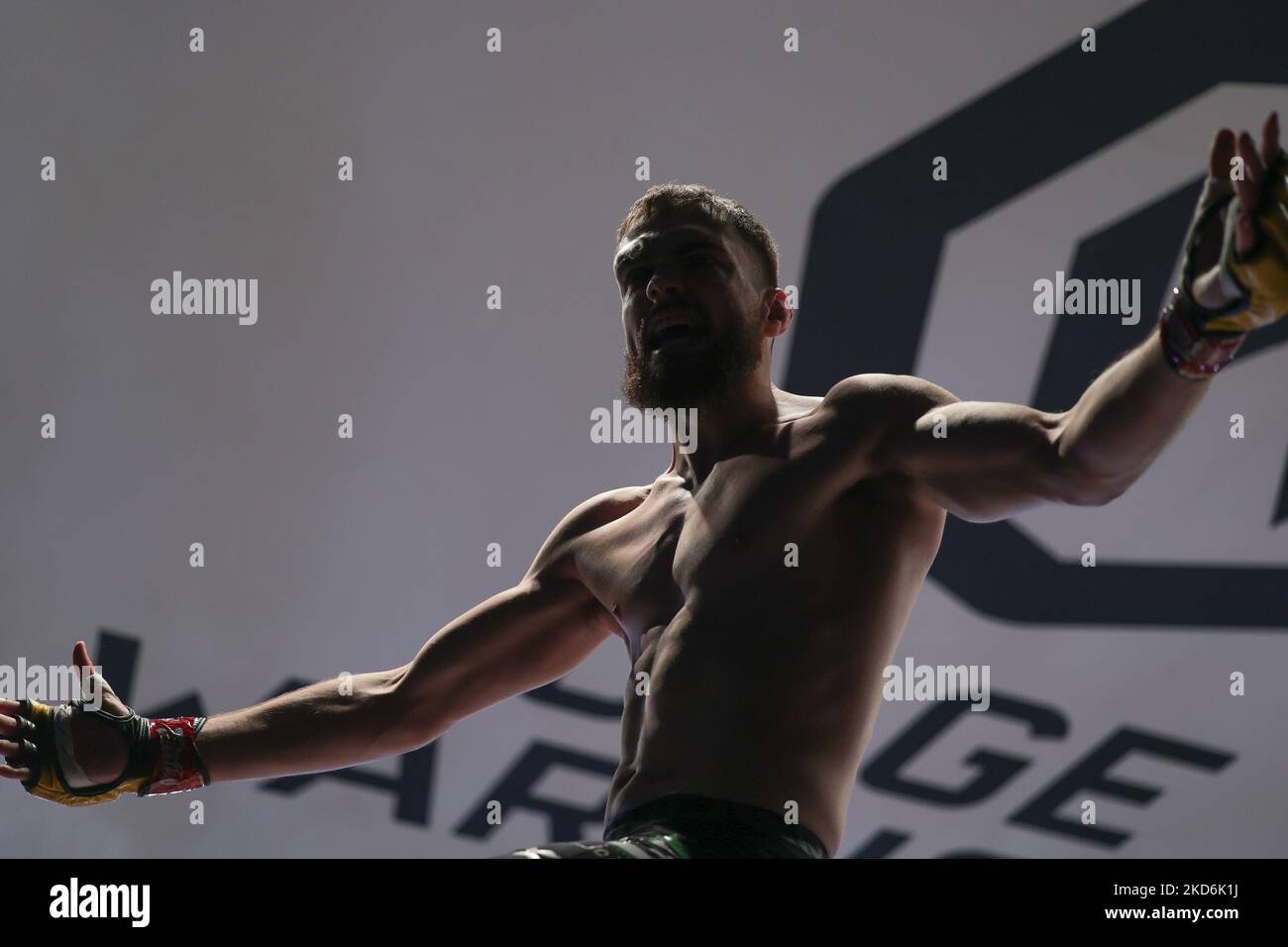 Adam Cullen celebrates defeating Ndiaye El Hadji during the Cage ...