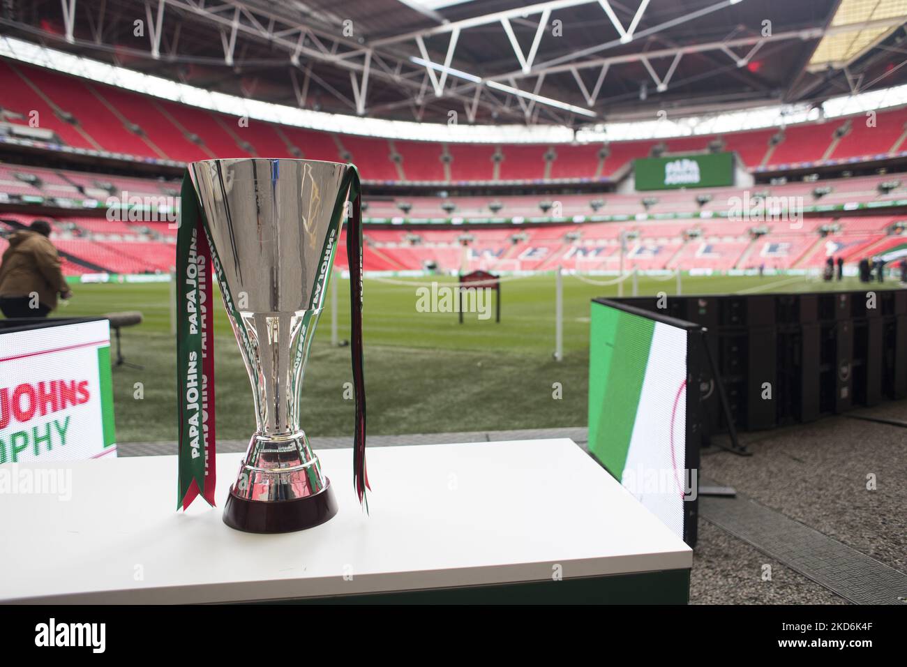 Trophy pictured during the Papa John Trophy Final between Sutton United ...