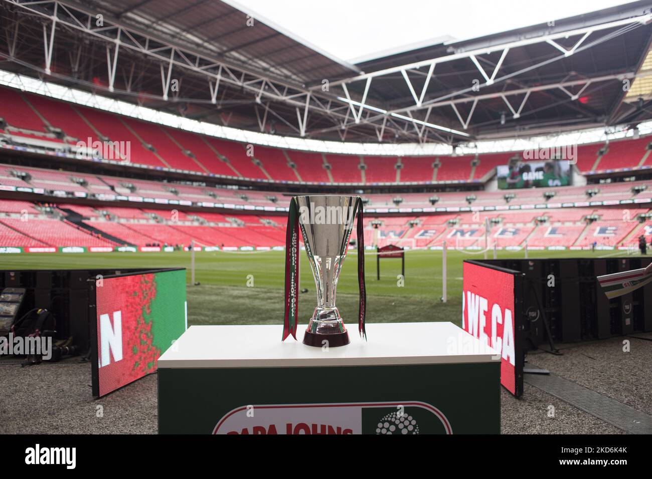 Trophy pictured during the Papa John Trophy Final between Sutton United ...