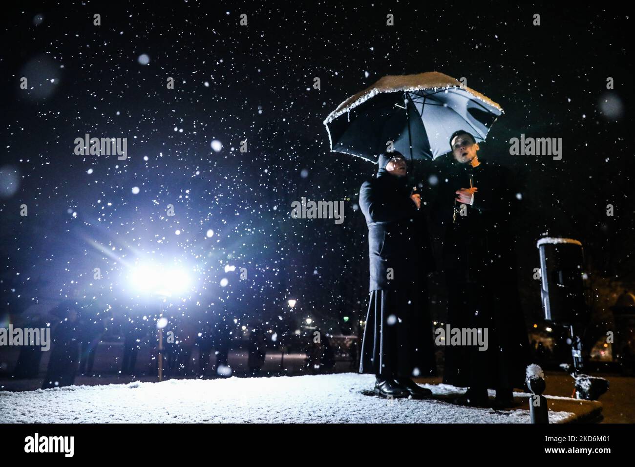 Catholic priests are praying for peace in Ukraine in front fo the 'Pope ...