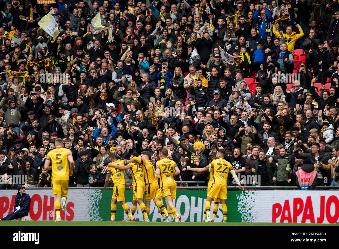 Donovan Wilson of Sutton United celebrates after scoring during the ...