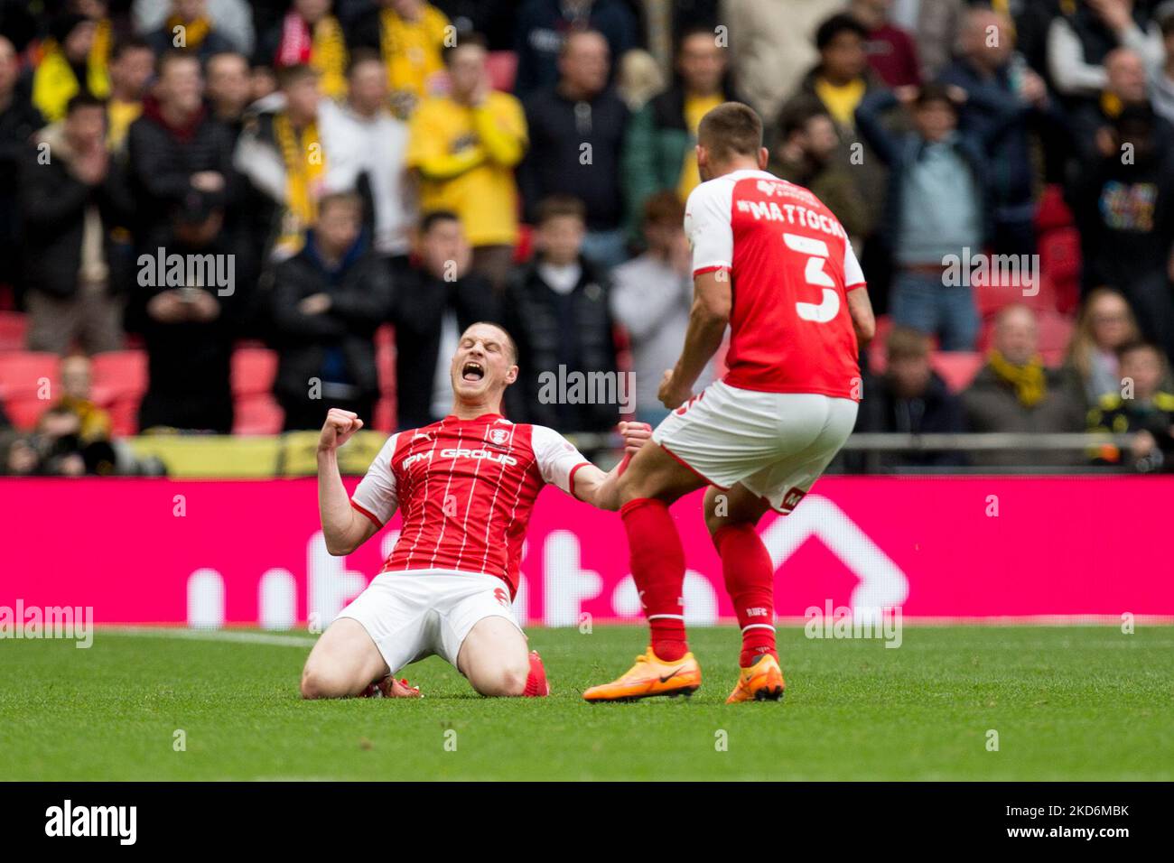 Ben Wiles of Rotherham United celebrates after scoring during the Papa ...