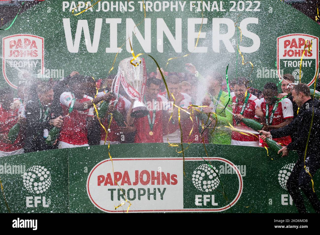 Rotherham United celebrates after win during the Papa John Trophy Final ...