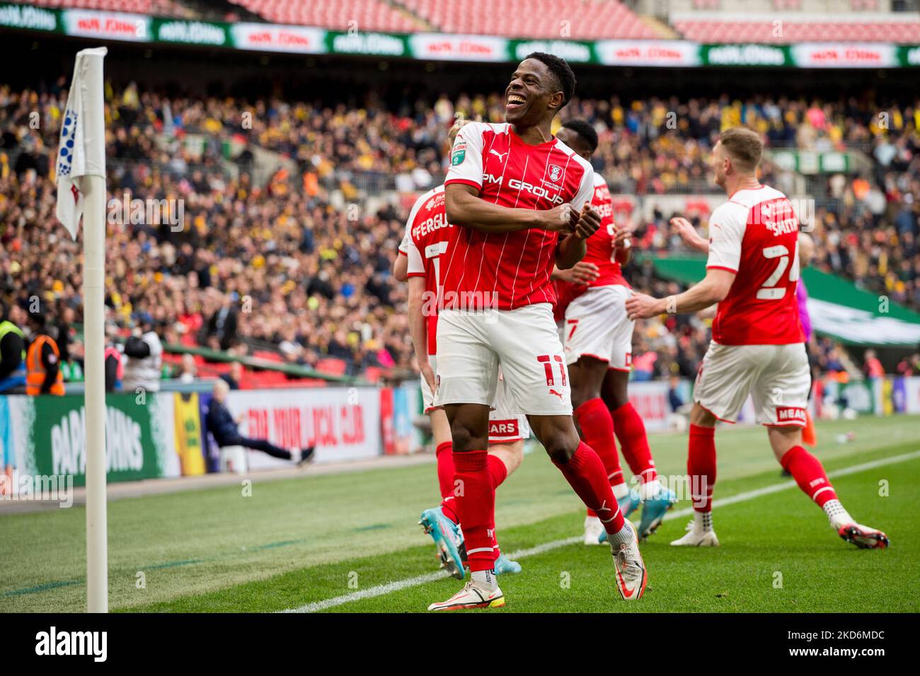 Michael Ihiekwe of Rotherham United celebrates after scoring during the ...