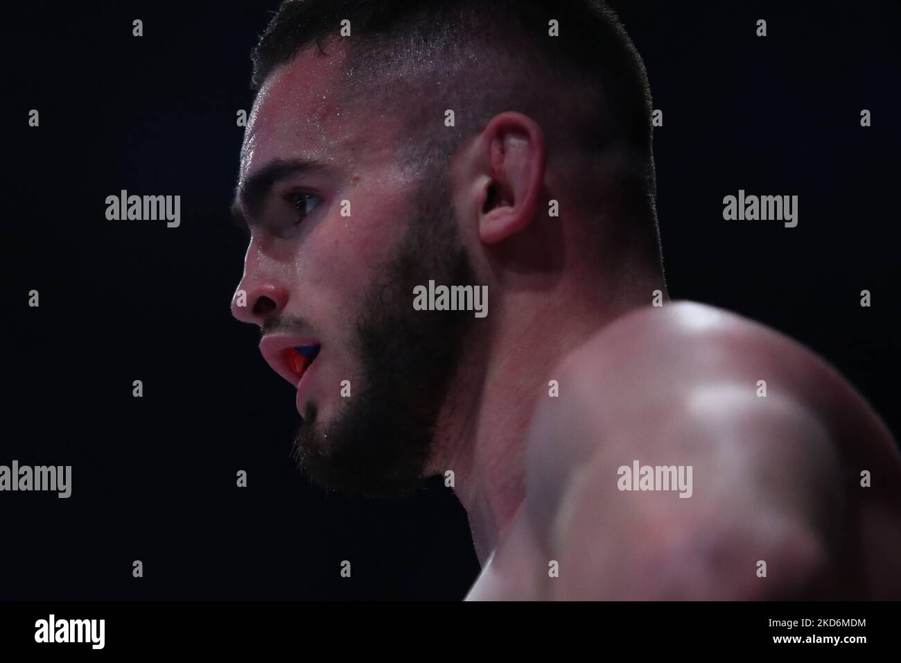 Hugo Guillon pictured during his light heavyweight bout against Matty ...