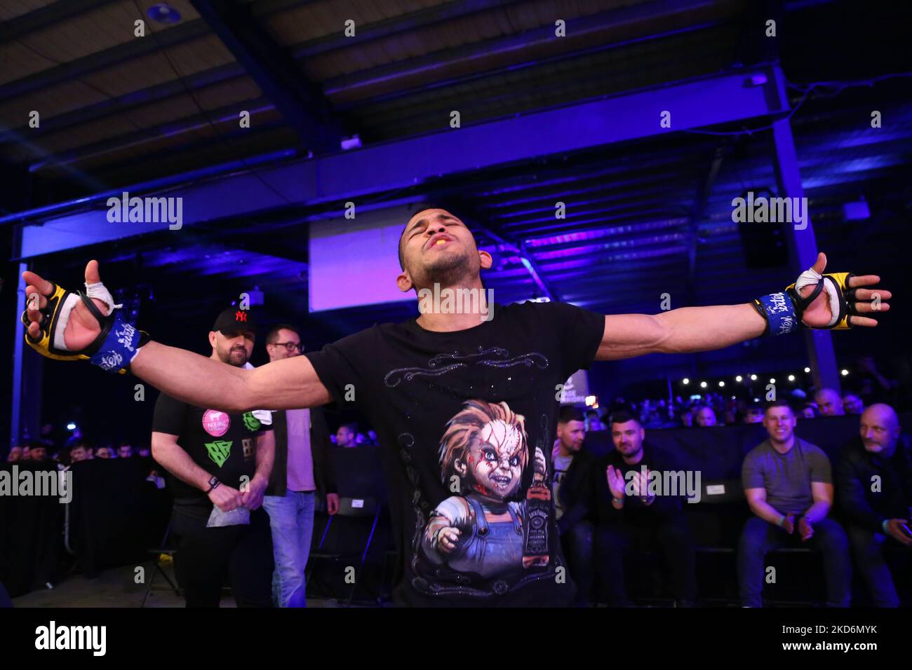 Raymison Bruno make his way to the cage ahead of his flyweight bout ...