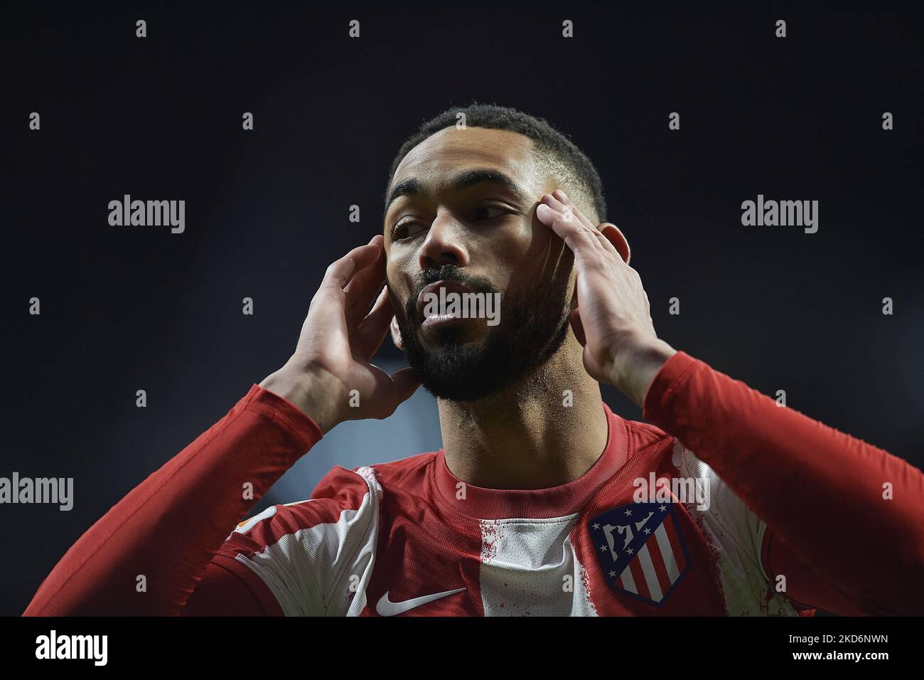 Matheus Cunha of Atletico Madrid lament a failed occasion during the La ...