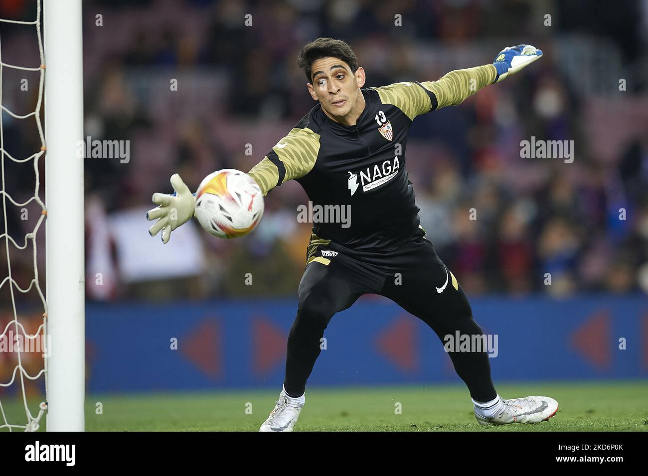 Yassine Bono of Sevilla during the warm-up before the La Liga Santander ...