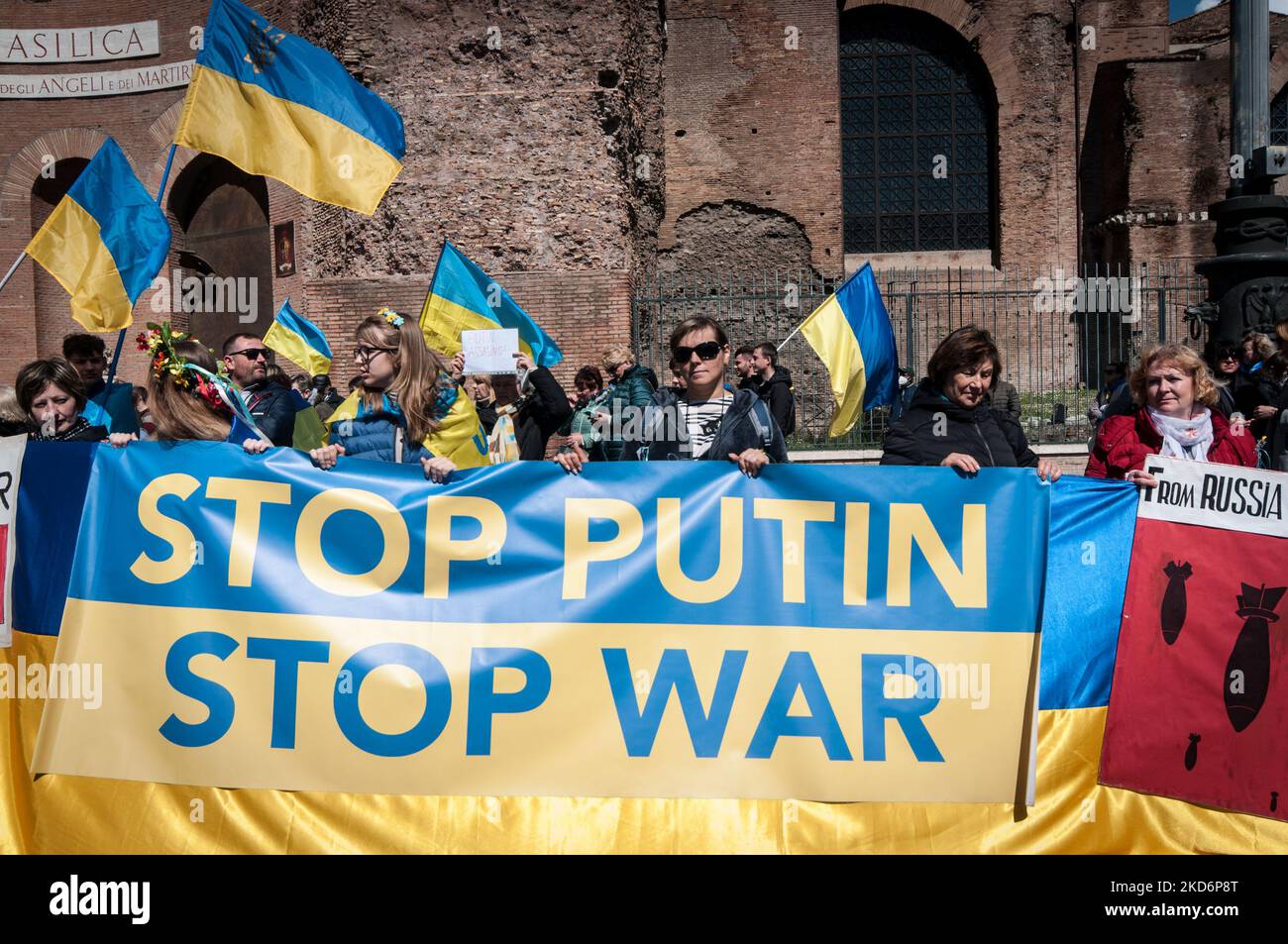 People take part in a protest against war and demanding peace in ...