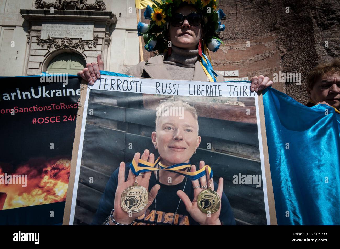 People take part in a protest against war and demanding peace in ...