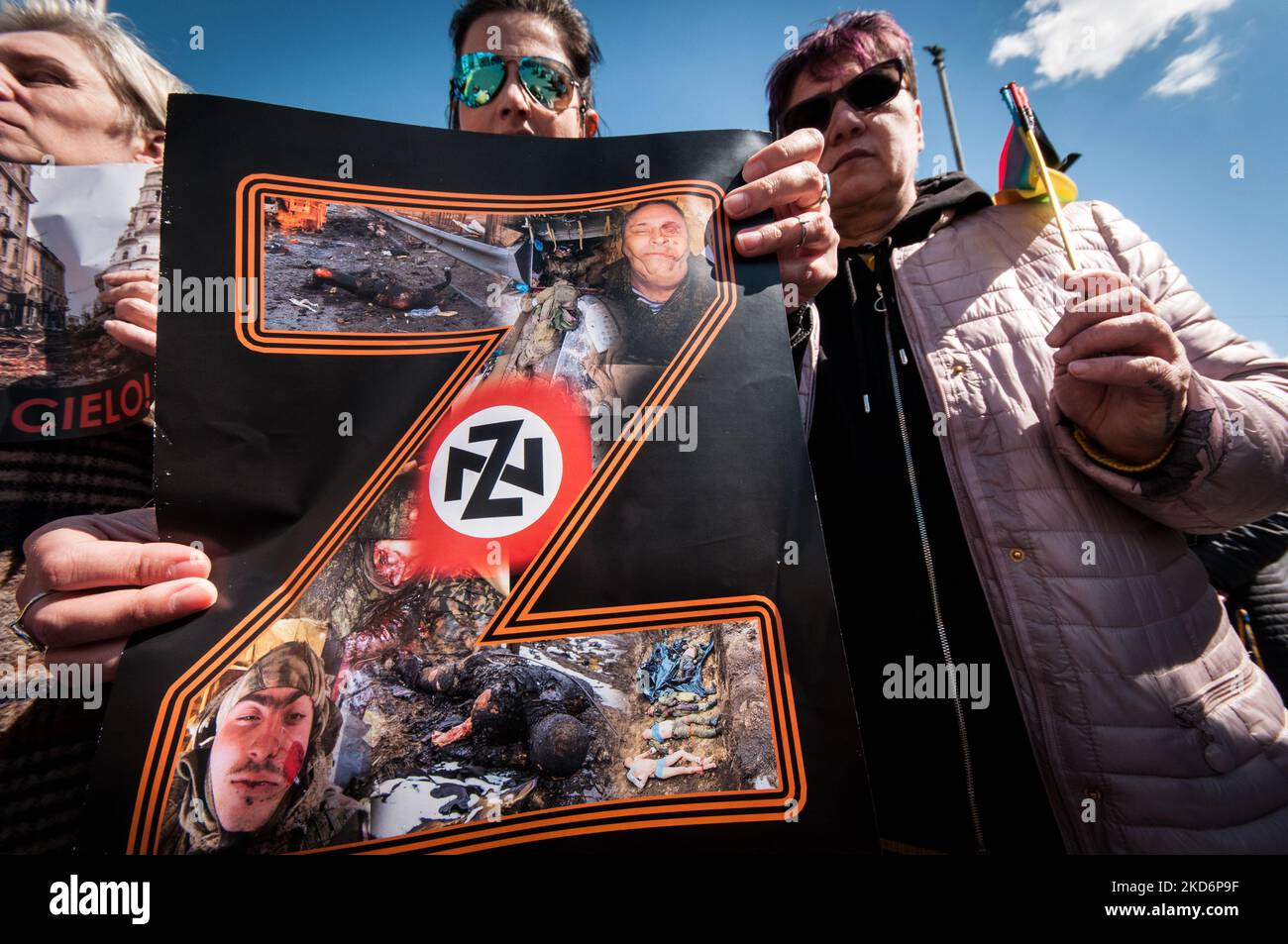 People take part in a protest against war and demanding peace in ...