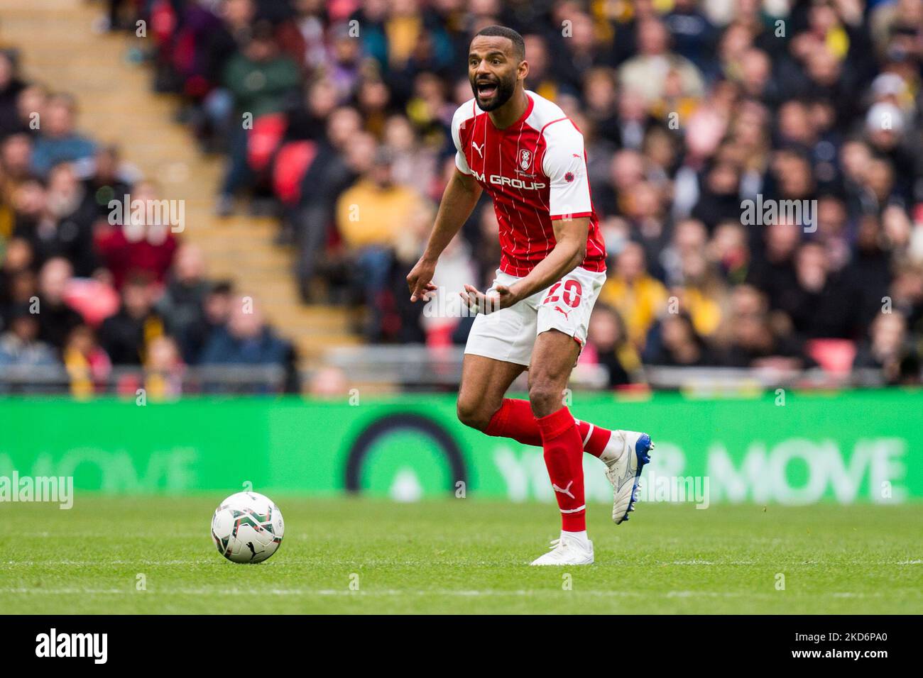 Michael Ihiekwe of Rotherham United controls the ball during the Papa ...