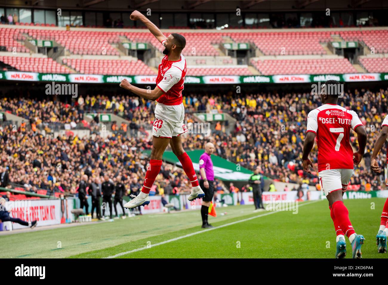 Michael Ihiekwe of Rotherham United celebrates after scoring during the ...