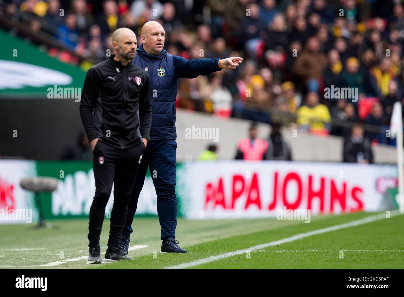 Matt Gray of Sutton United gestures during the Papa John Trophy Final ...