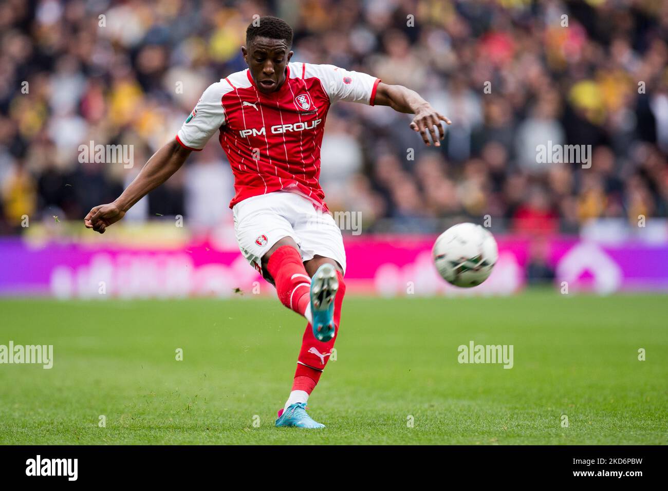 Wes Harding of Rotherham United controls the ball during the Papa John ...