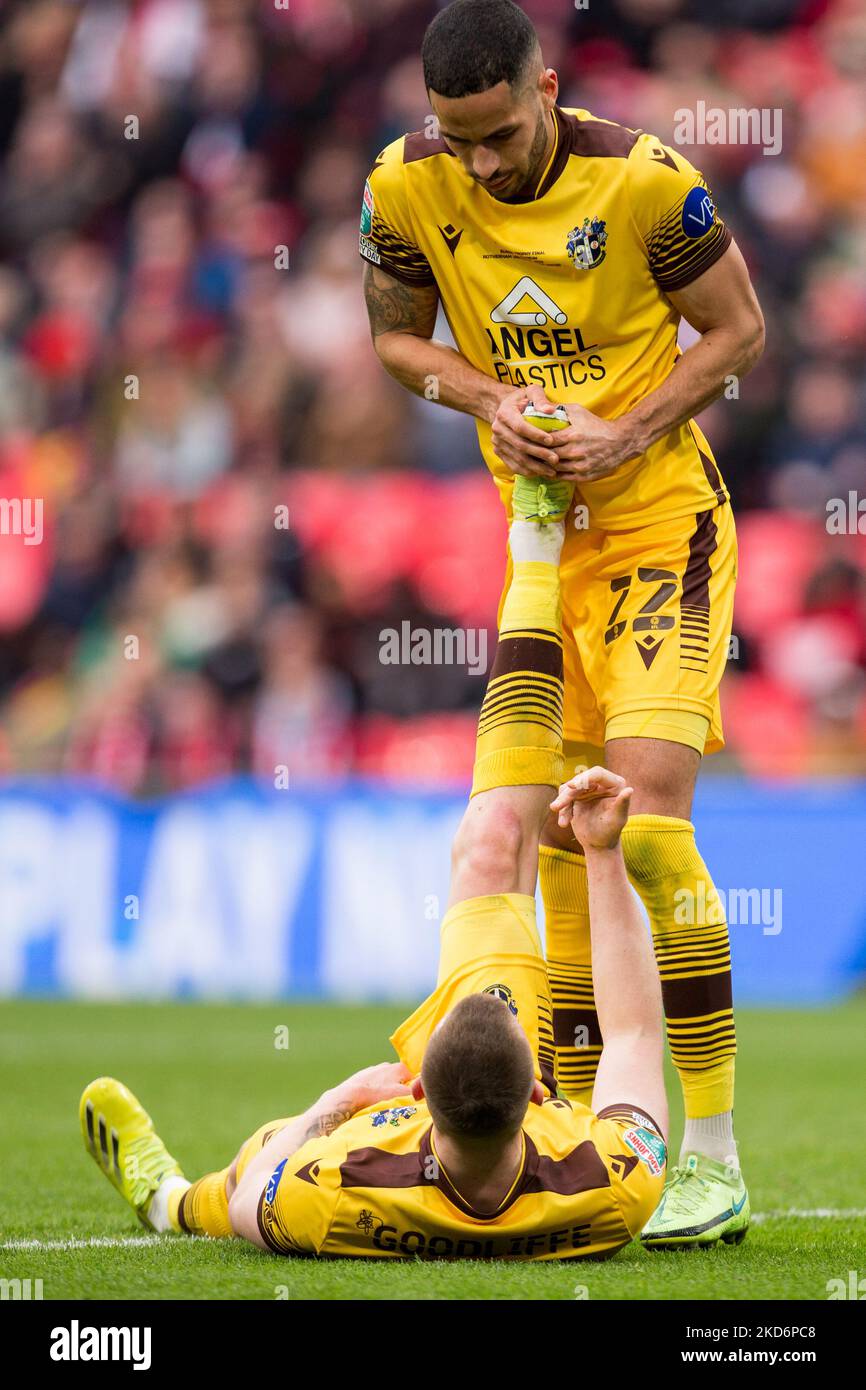 Joe Kizzi of Sutton United gestures during the Papa John Trophy Final ...