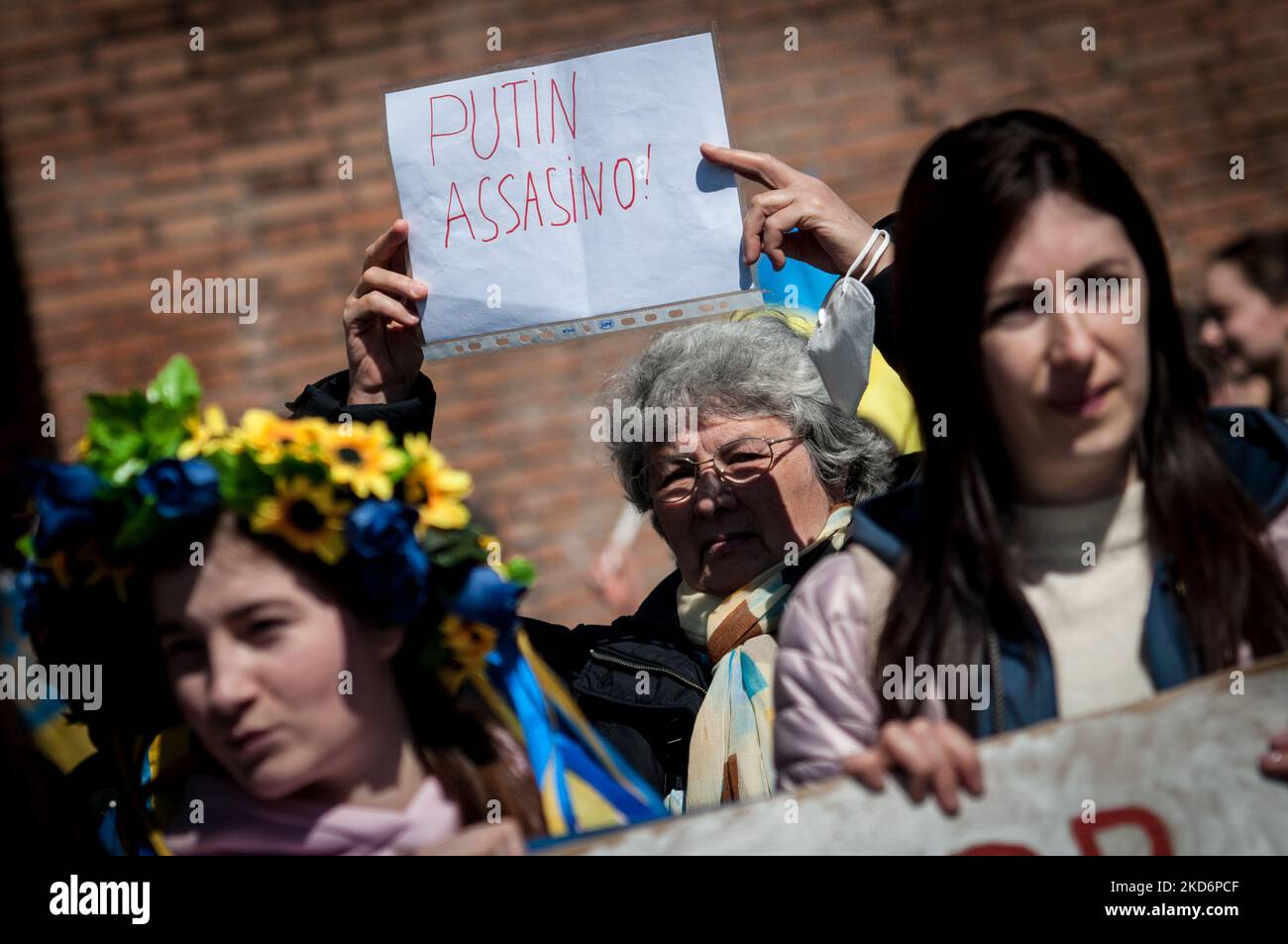People take part in a protest against war and demanding peace in ...