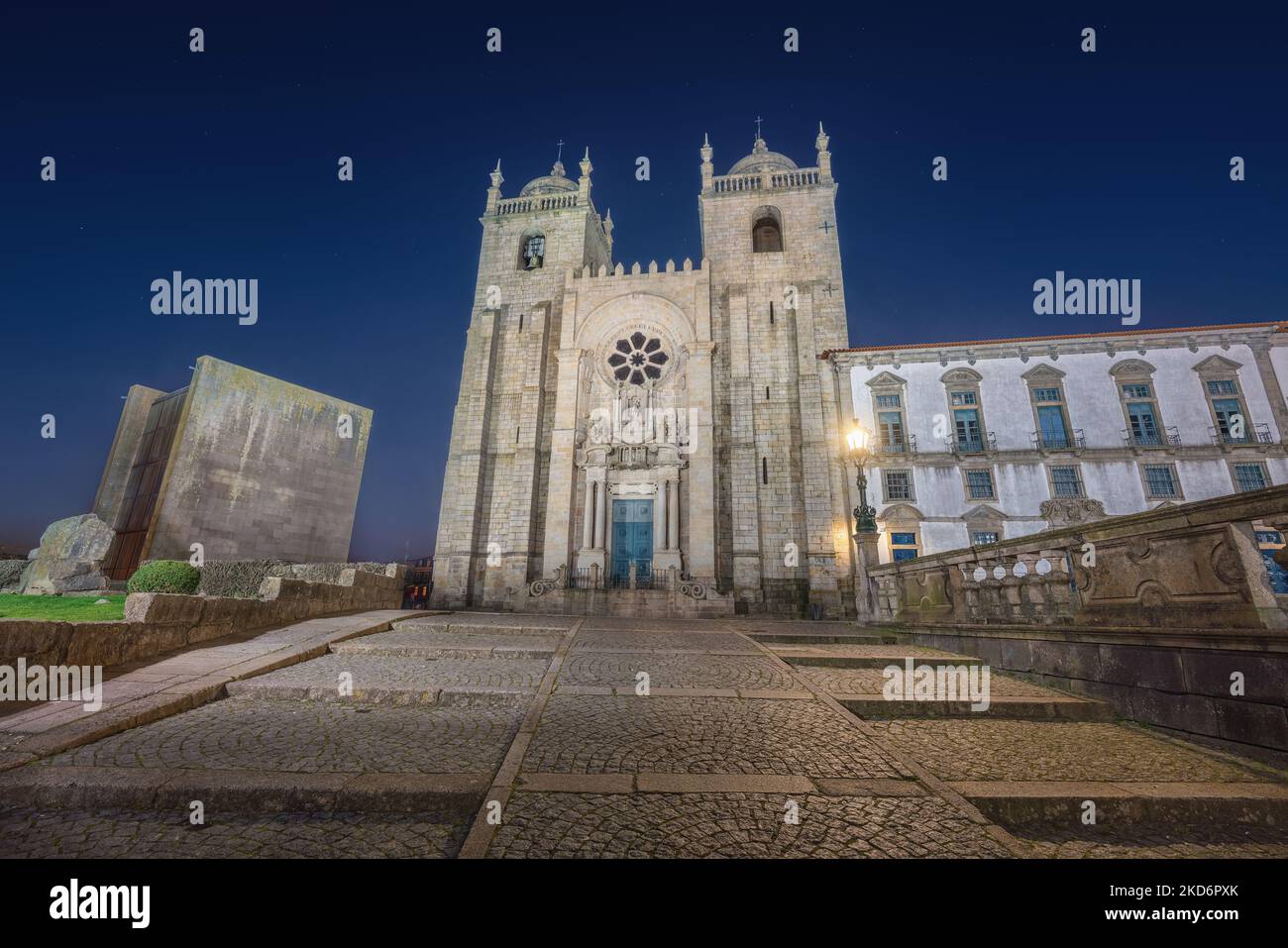 Porto Cathedral (Se do Porto) at night - Porto, Portugal Stock Photo ...