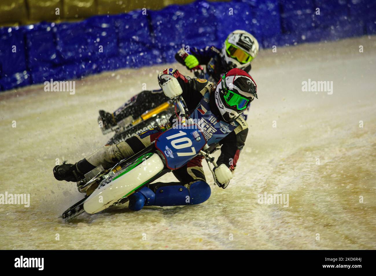 Andrej Divis (107) (Red) leads Jimmy Hörrnell (237) (White) during the ...