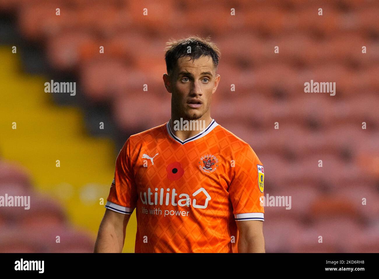 Jerry Yates #9 of Blackpool during the Sky Bet Championship match ...