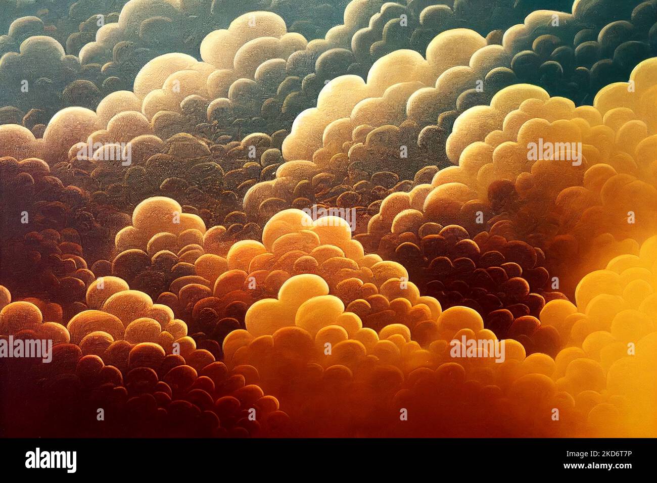 An AI-generated shot of a fluffy orange blue cloud background for ...