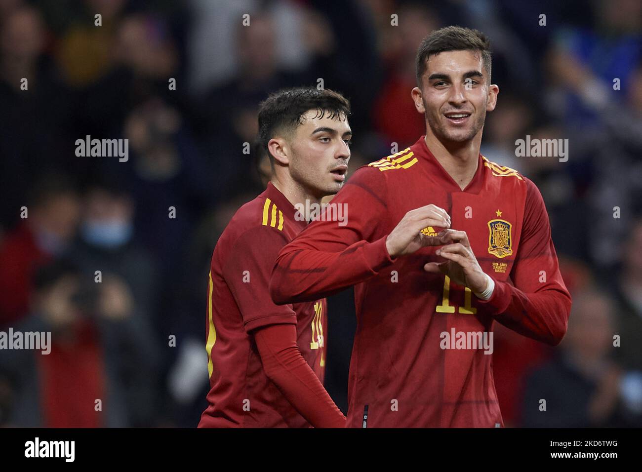 Ferran Torres (FC Barcelona) of Spain celebrates after scoring his ...