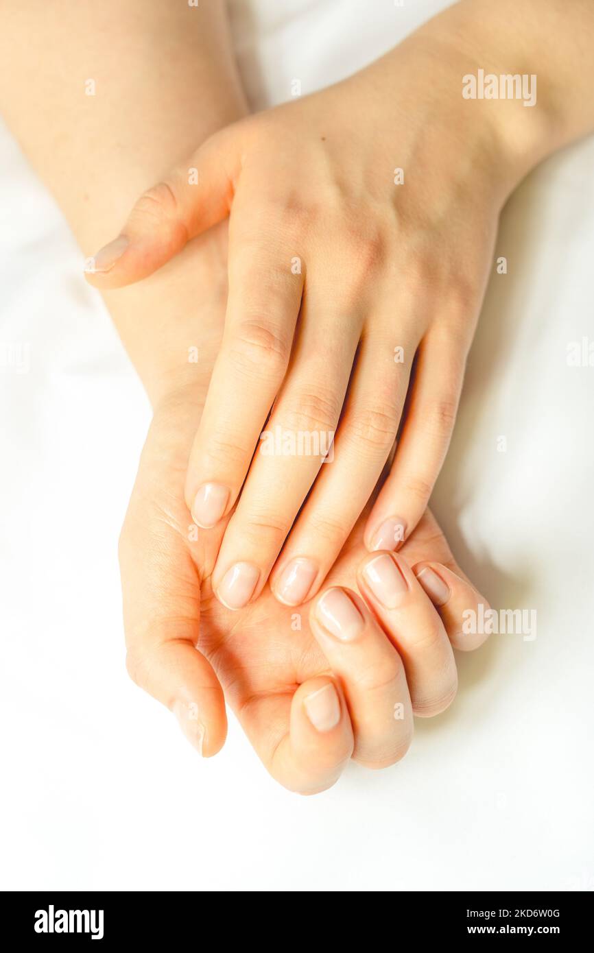 Female Hands in front of white background Stock Photo - Alamy