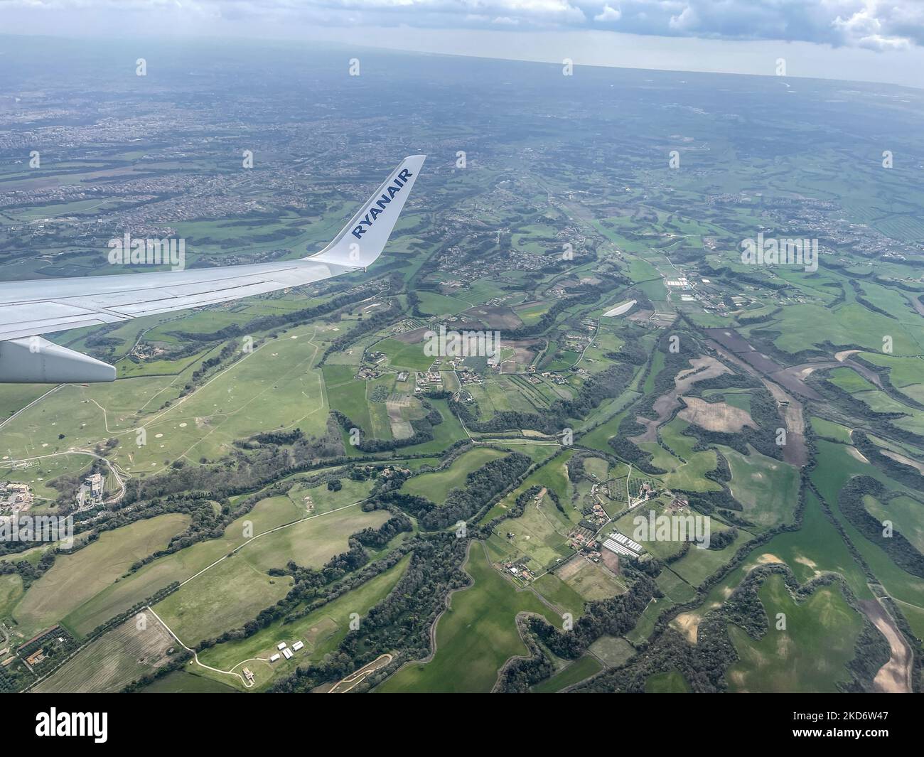 A view from an airplane window in Rome, Italy, on April 4, 2022. (Photo ...